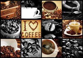 Fototapeta - I love coffee - koláž (254x184 cm)