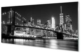 akrylový obraz Většina mrakodrapy v noci řeka 120x60 cm