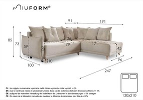 Béžová manšestrová rozkládací rohová pohovka (pravý roh) Lazy Lukka – Miuform