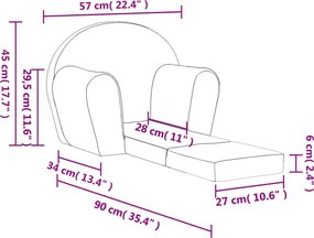 vidaXL Dětská rozkládací pohovka měkký plyš [356997] Barva: antracitová