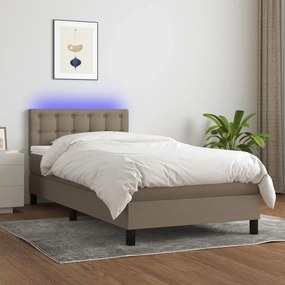 vidaXL Box spring postel s matrací a LED 100x200 cm textil [3133454] Barva: Tmavě šedá