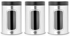Brabantia Dóza okénko 1,4L matná ocel otiskuvzdorná sada 3ks