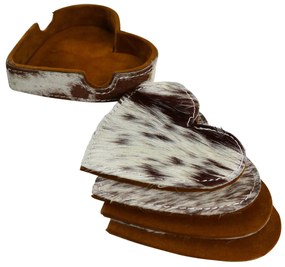 Sada podtácků Love z hovězí kůže Brown ( 4 ks ) - 13*13*3 cm