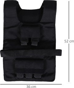 HOMCOM tréninková vesta 30 kg zátěžová vesta pro silový trénink nastavitelná oxford a železo černá 36x52cm
