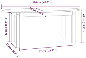 Konferenční stolek 110 x 55 x 45 cm masivní borové dřevo - Default Title