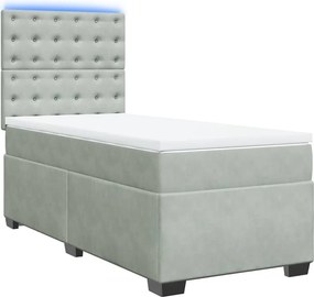 Box spring postel s matrací světle šedá 90x200 cm samet 3293122