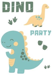 Benlemi Plakát na stěnu DINO PARTY do dětského pokoje Zvolte rozměr: 30x42 cm (A3)