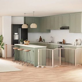 Zábrana pro psy s dvířky skládací 8 panelů 640 cm topol 3155614