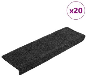 Schodové rohože samolepicí 20 ks 65 x 21 x 4 cm tmavě šedé s obdélníkovým okrajem 3365716
