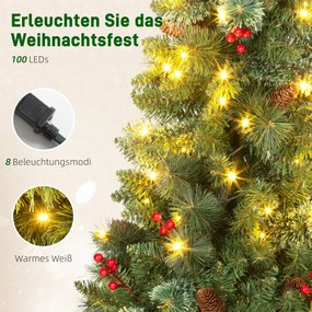 HOMCOM Umělý vánoční stromek 120 cm, smrkový stromek umělý s 100 LED světly, 8 režimů, 214 větviček