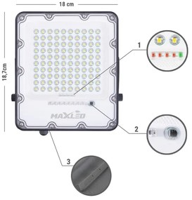 LED Solární reflektor LED/50W/3,2V 4500K IP65 + dálkové ovládání