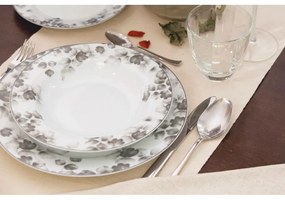 Hluboké porcelánové talíře v bílé a světle šedé barvě v sadě 6 ks ø 22 cm Foliage gray – Villa Altachiara