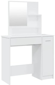 vidaXL Toaletní stolek se zrcadlem lesklý bílý 86,5x35x136cm