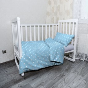 Sablio Mikroplyšové dětské povlečení do postýlky Bílé tečky na modré - 100x135 / 40x60