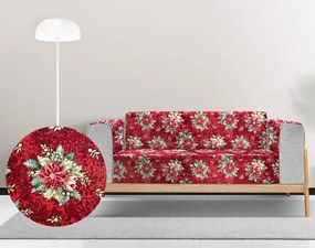 Ervi Gobelínový  přehoz na sedačku/postel - Kouzlo vánočních květin na červeném