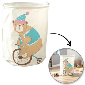 Koš na hračky a prádlo s potiskem CIRCUS BEAR 35x45 cm, krémový