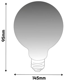 BERGE LED žárovka G95 - E27 - 4W - FILAMENT - kouřová - teplá bílá