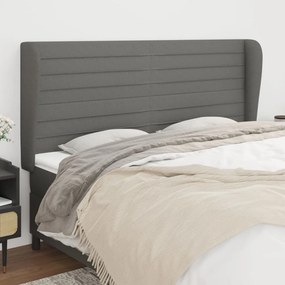 Čelo postele typu ušák tmavě šedé 203x23x118/128 cm textil 3118119
