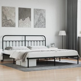Kovový rám postele s čelem černý 193 x 203 cm,  352584