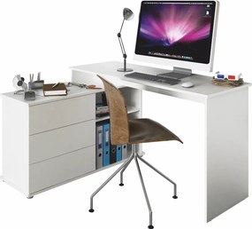 Tempo Kondela Rohový psací PC stůl TERINO univerzální, bílá
