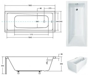 Besco Modern 180x80 akrylátová vana