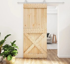 vidaXL Posuvné dveře s kováním 90 x 210 cm masivní borové dřevo [3203097]