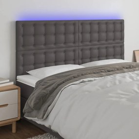 Čelo postele s LED šedé 180x5x118/128 cm umělá kůže