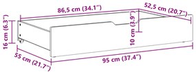 Zásuvky pod postel s kolečky 2 ks 95x55x16 cm masivní borovice