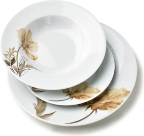 Porcelánová jídelní sada LEA Beige II 18 ks bílá/béžová