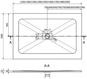 Sprchová SMC vanička MEXEN HUGO 100x130 cm - šedá, 42611013