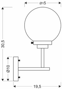 Candellux Černo-patinové nástěnné svítidlo Lens pro žárovku 1x E14