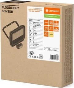 LED reflektor s pohybovým čidlem LEDVANCE FLOODLIGHT černý 41W 5500lm 3000K teplá bílá IP65