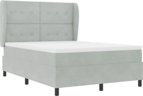 Postel s boxspringem s čelo Světle šedá 190 x 140 cm samet 3340922