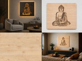 Li-Go "Buddha" světelný obraz s baterií a pohybovým čidlem 62x62 cm provedení povrchu: bříza