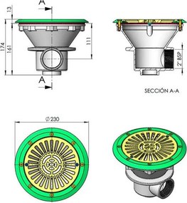 Vagnerpool Podlahová bazénová dnová výpust tmavě šedá (RAL7016 - Antracit) pro foliové betonové bazény