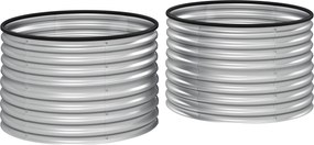 Outsunny Sada 2 vyvýšených květináčů, Elevated Round Planter Kit s otevřeným dnem, gumovými spoilery a pozinkovanou ocelí | Aosom
