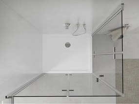 Mexen Lima Duo, sprchový kout se skládacími dveřmi 80 (dveře) x 70 (dveře) cm, 6mm čiré sklo, chromový profil + slim sprchová vanička bílá + chromový sifon, 856-080-070-01-02-4010