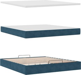 Osmanský rám postele s matrací tmavě modrá 180x200cm samet 3311793