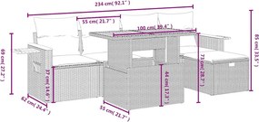 6dílná zahradní sedací souprava s poduškami černá polyratan 3276135