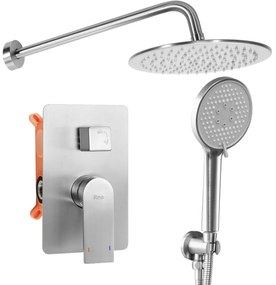Podomítkový sprchový set s instalačním boxem Verso stříbrný - podomítková baterie, dešťová a ruční sprcha