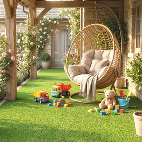 Umělý trávník Outsunny 1 × 4 m, výška vlasu 10 mm, samoodvodňovací — zelený