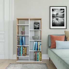 Bílá/přírodní knihovna v dekoru dubu 72x124 cm Keota – Kalune Design