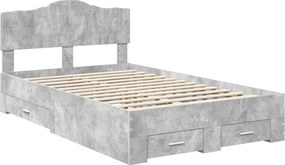 Rám postele s čelo Betonově šedá 135 x 190 cm Kompozitní dřevo 3413205