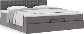 Osmanský rám postele s matrací šedá 200x200cm umělá kůže 3311326