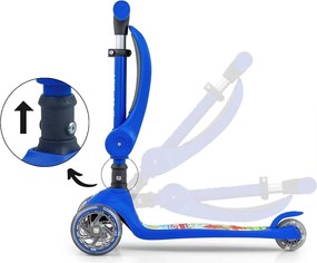 Tříkolová balanční koloběžka-scooter se sedátkem FUZZY Milly Mally blue