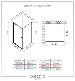 CERANO - Sprchový kout Ferri L/P - chrom, transparentní sklo - 100x80 cm - křídlový