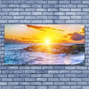 akrylový obraz Západ Slunce Moře Pobřeží 120x60 cm