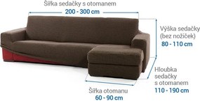 Super strečové potahy NIAGARA tabáková sedačka s otomanem vpravo (š. 200 - 300 cm)
