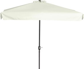 Obdélníkový slunečník Outsunny 230x130x249 cm s bočním upevněním a kličkou, UV ochrana, voděodolný slunečník pro balkon, terasu a zahradu, krémový | A