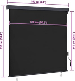 vidaXL Marketos Venkovní roleta 160 x 250 cm antracitová